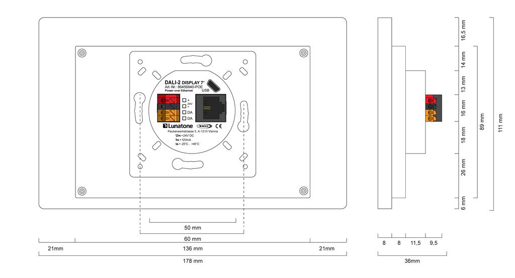 DALI-2 Display 7" Hvit ramme - Nortronic AS